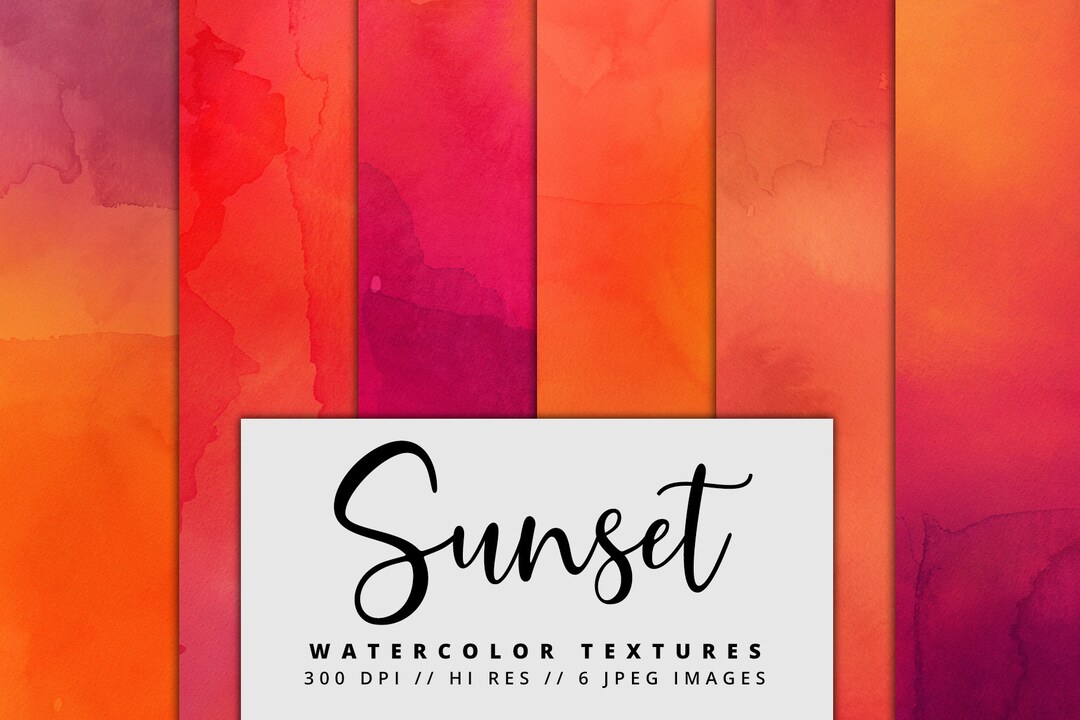 Sunset Watercolor Digital Paper, Watercolor Textures, Watercolor ...