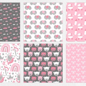 Pink Nursery Digital Paper Set, Seamless Textures, Baby Girl, Baby ...