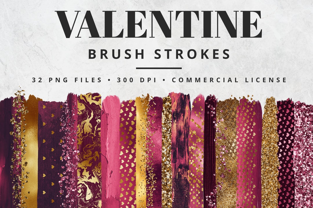 Valentine Brush Strokes Clip Art, Valentine Clip Art, Paint Strokes ...