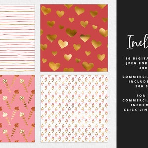 Valentine's Day Gold Foil Digital Paper, Gold Foil, Valentine, Hearts ...