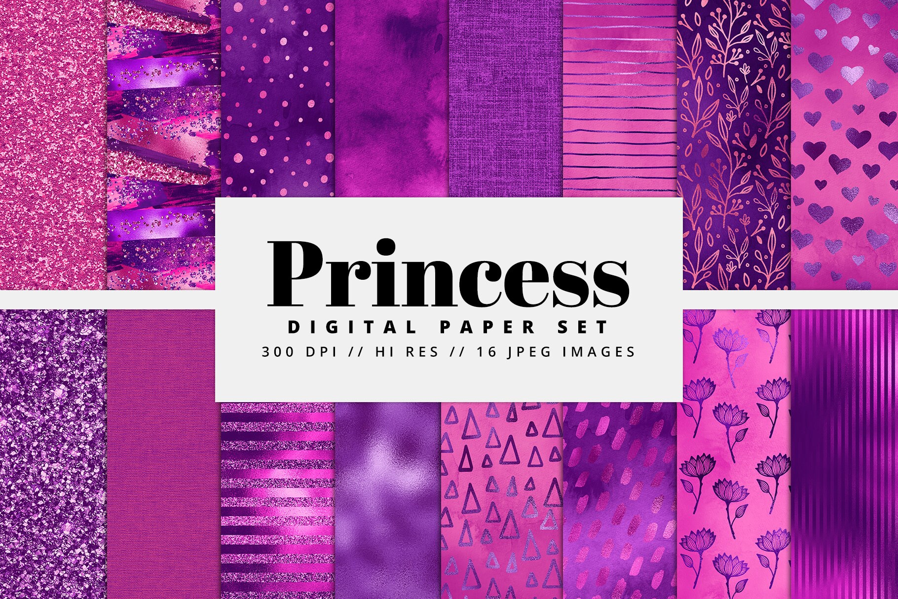 Purple & Pink Foil Digital Paper Seamless Textures Girly - Etsy