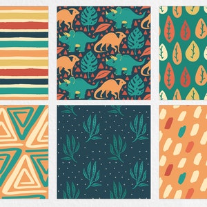 Dinosaur Digital Paper Set, Children's Digital Paper, Kids' Patterns ...