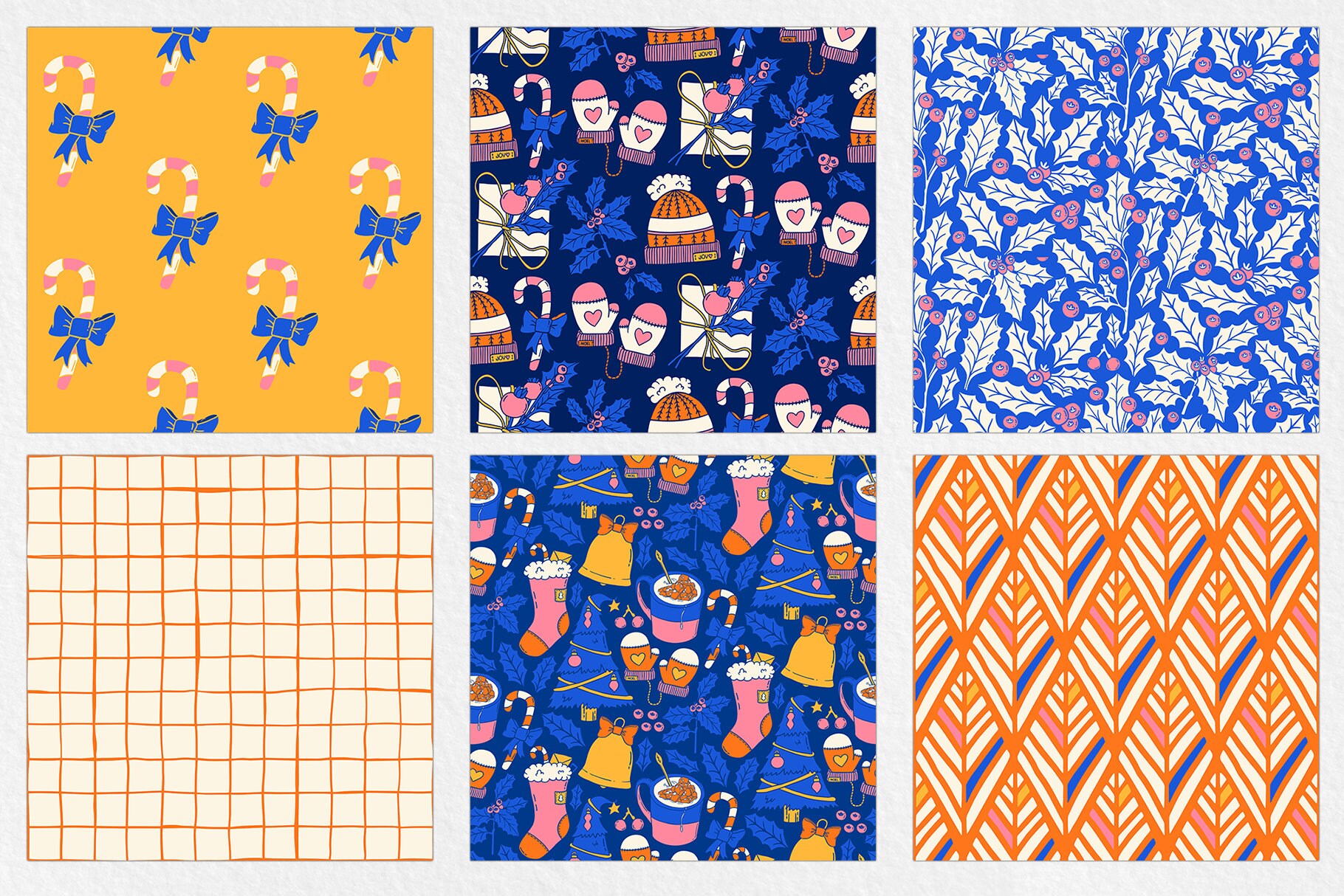 Christmas Digital Paper Set Seamless Textures Holiday | Etsy