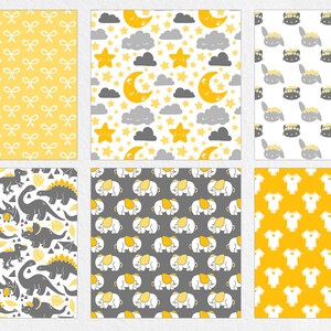 Yellow Nursery Digital Paper Set, Seamless Textures, Baby Patterns ...