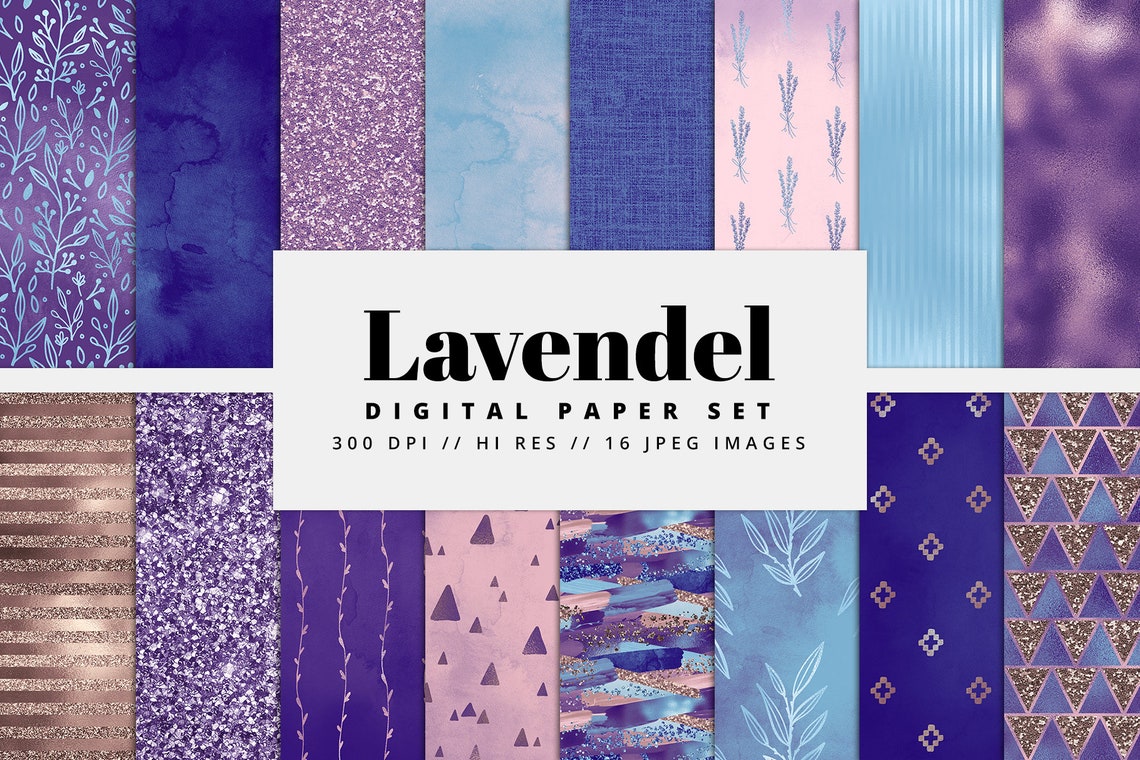 Lavender Digital Paper Set Seamless Textures Purple Floral | Etsy