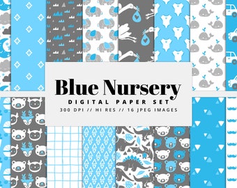 Nursery Digital Paper Set Seamless Textures Baby Patterns | Etsy