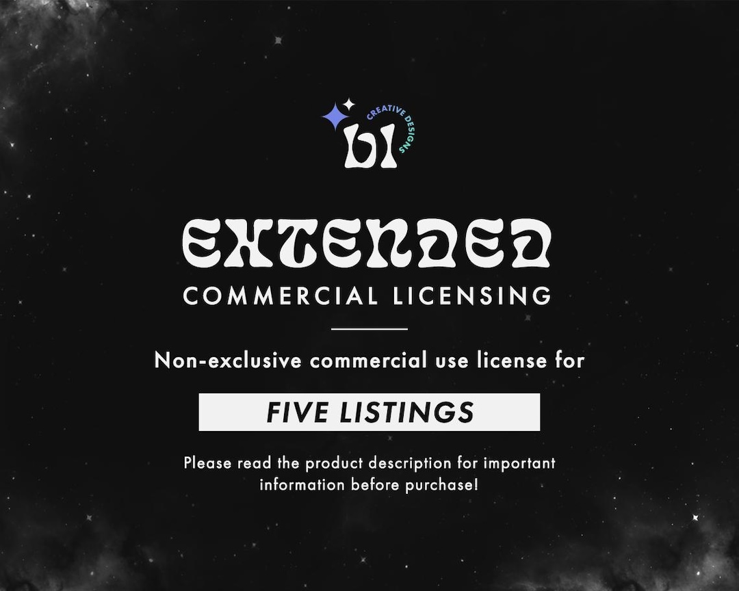 Extended Commercial License for FIVE Items | No Credit Required | up to ...
