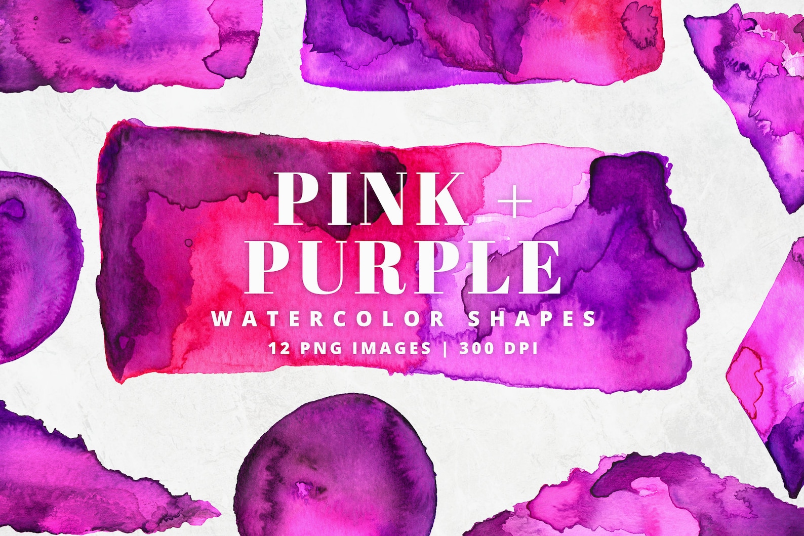 Purple and Pink Watercolor Shapes, Watercolor Clipart, Watercolor ...