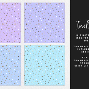 Pastel Gold Foil Polka Dots Digital Paper, Pastel Backgrounds, Gold ...