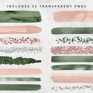 Green and Pink Brush Strokes Clipart, Paint Strokes, PNG, Gold Foil ...