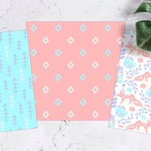 Pastel Scandinavian Digital Paper, Handdrawn, Floral, Geometric ...