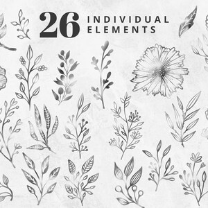 Silver Foil Floral Clipart Set, Faux Foil, Clipart, Floral ...