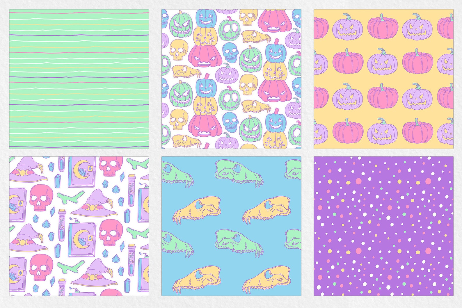 Pastel Halloween Digital Paper Set Seamless Textures - Etsy