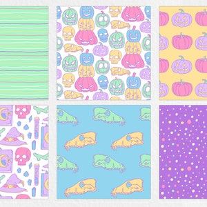 Pastel Halloween Digital Paper Set, Seamless Textures, Halloween ...