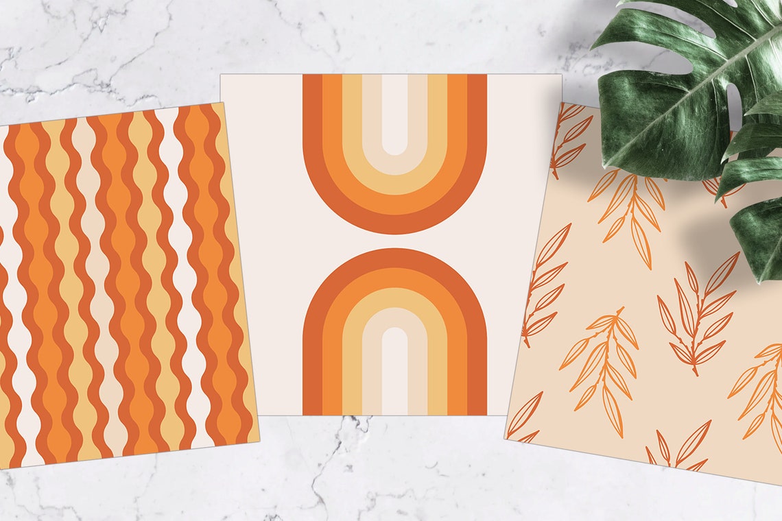 Retro Digital Paper Set Seamless Textures 70s Patterns - Etsy