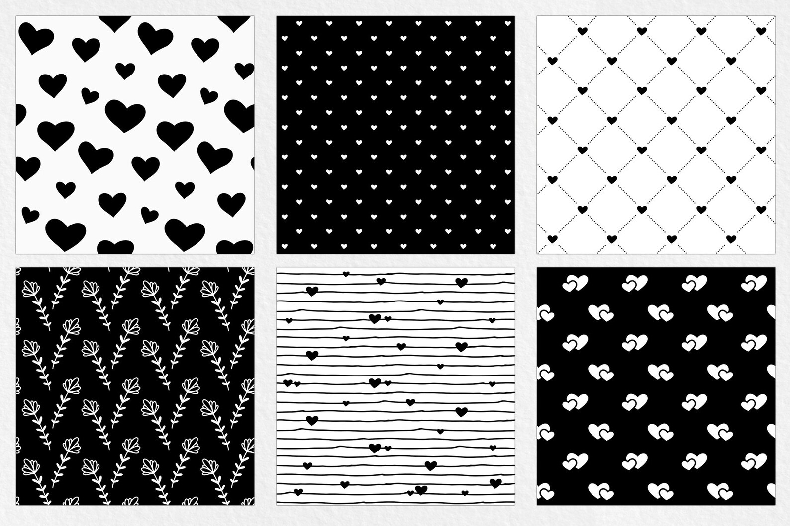Black & White Valentine's Day Digital Paper Valentine - Etsy
