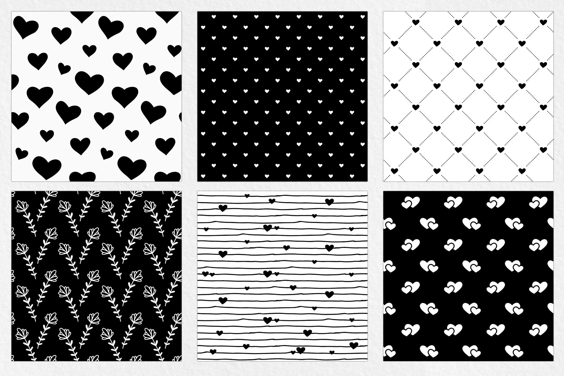 Black & White Valentine's Day Digital Paper Valentine | Etsy