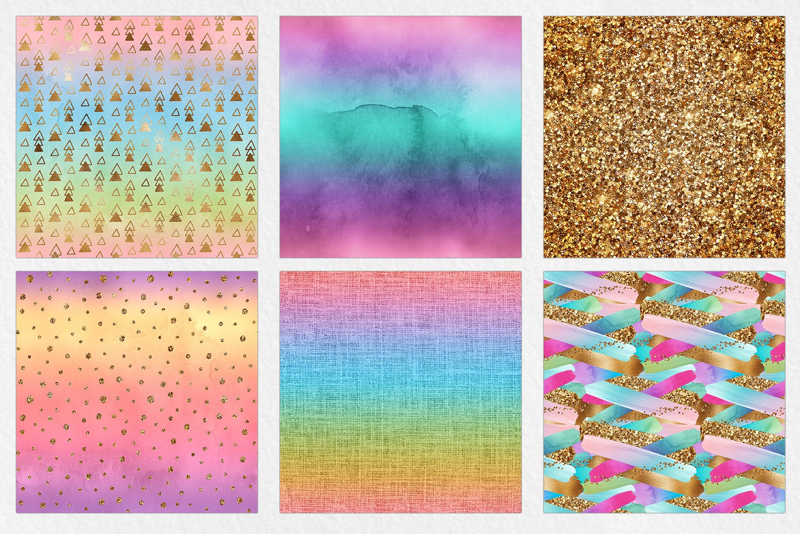 Rainbow Gold Digital Paper Seamless Patterns Pastel Digital - Etsy