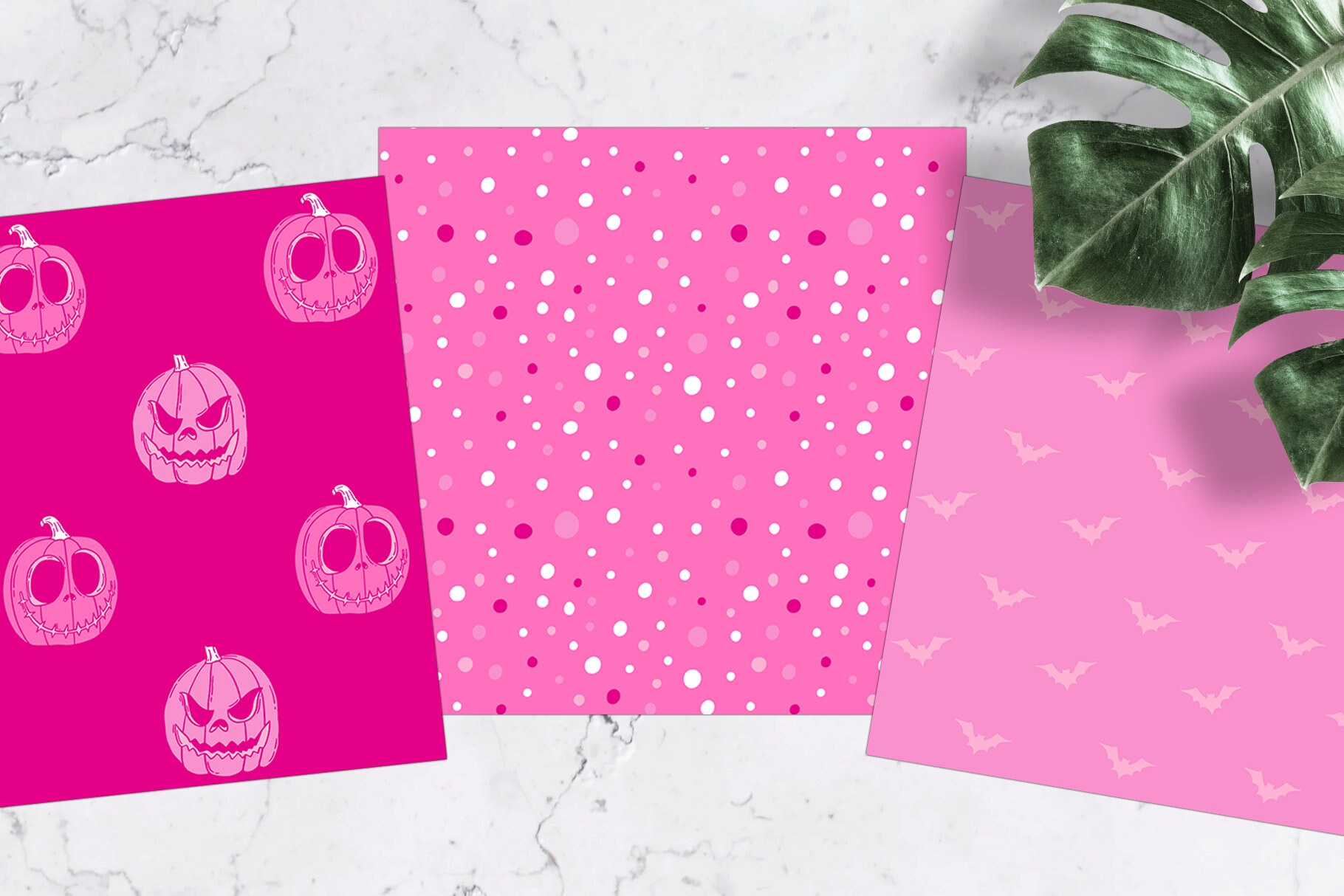 Pink Halloween Digital Paper Set, Seamless Textures, Halloween ...