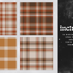 Fall Flannel Digital Paper, Plaid Seamless Textures, Fall Plaid ...