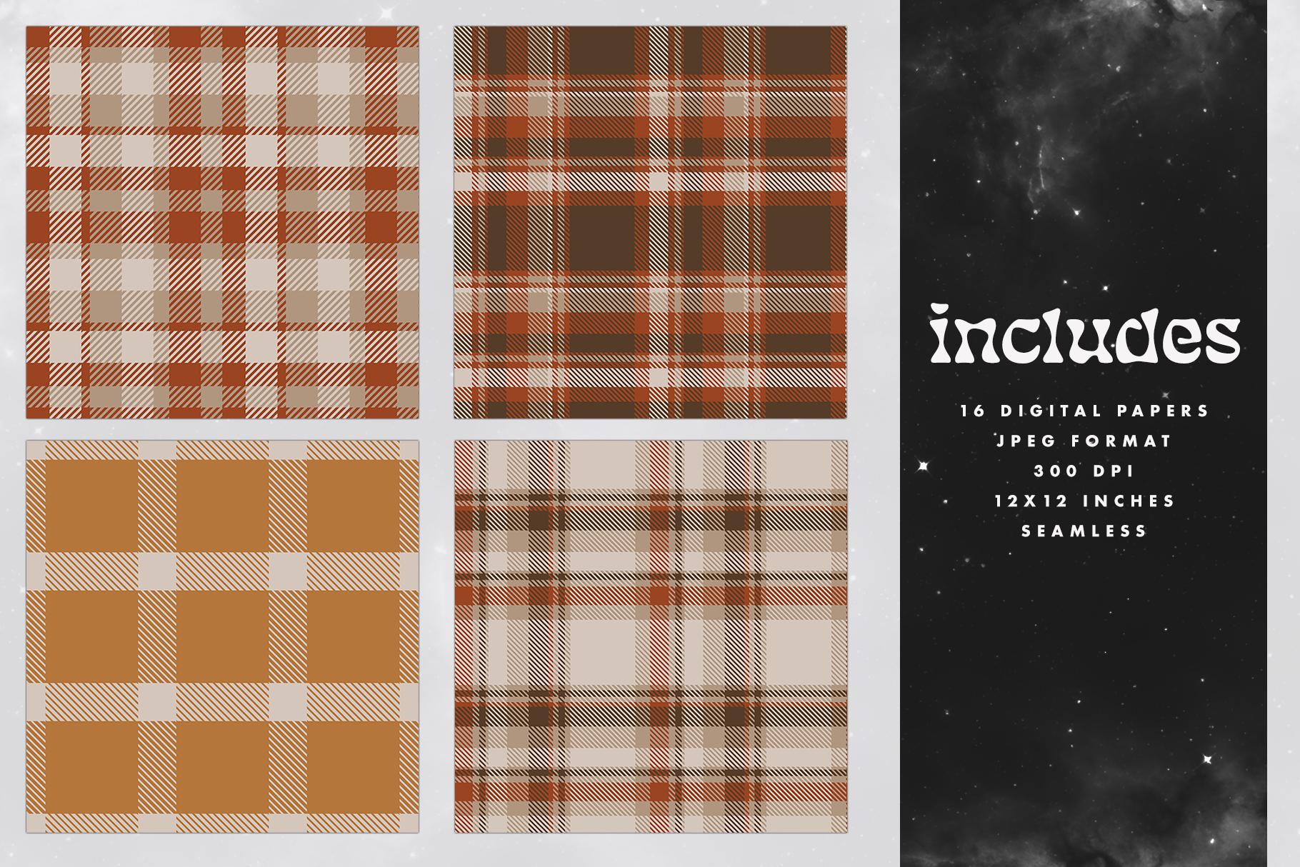 Fall Flannel Digital Paper, Plaid Seamless Textures, Fall Plaid ...