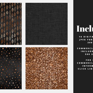 Black & Copper Foil Digital Paper, Seamless Textures, Digital Metallic ...