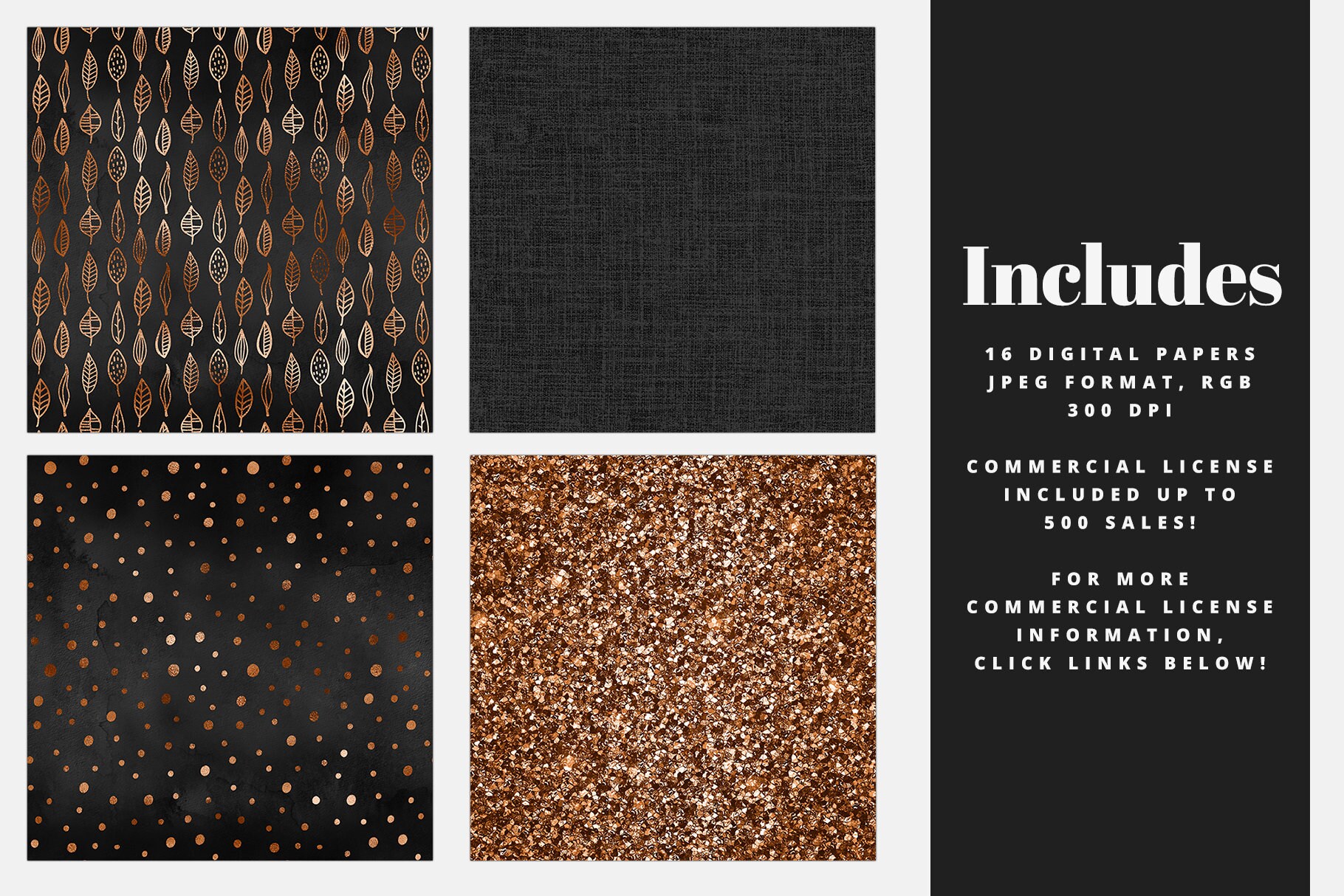 Black & Copper Foil Digital Paper Seamless Textures Digital - Etsy