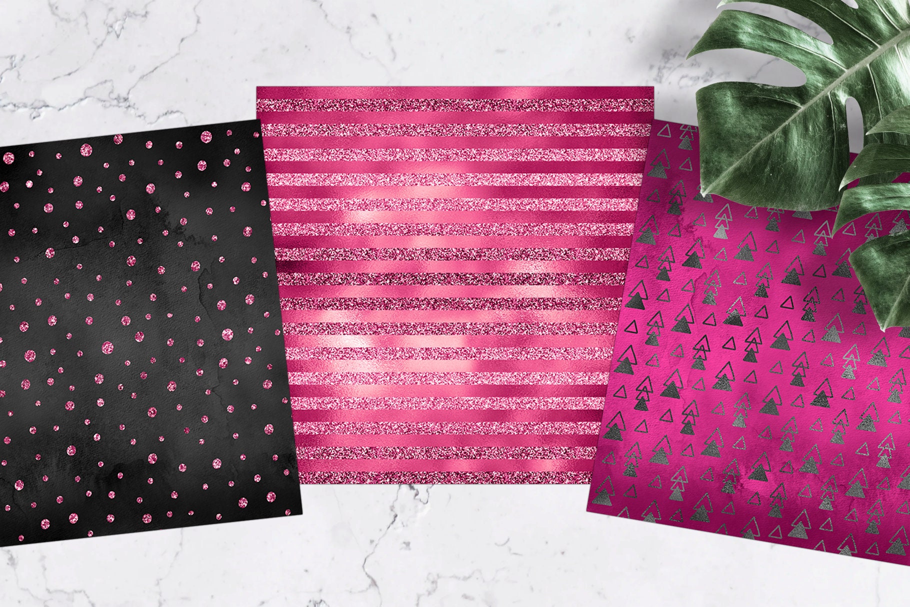 Black and Pink Foil Digital Paper, Seamless Metallic Textures, Glam ...