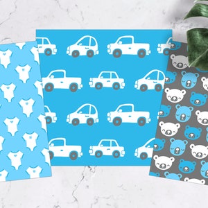 Blue Nursery Digital Paper Set, Seamless Textures, Baby Boy, Baby ...