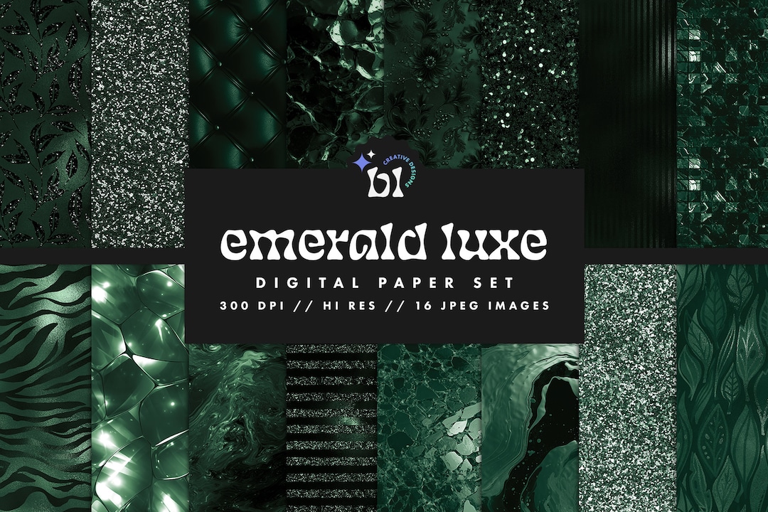 Emerald Luxe Digital Paper Set, Seamless Textures, Luxury Patterns ...