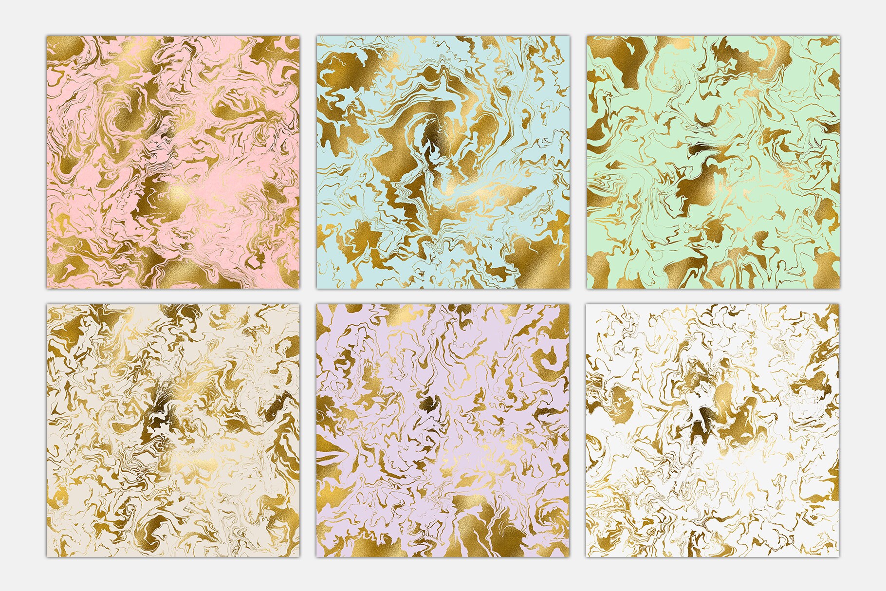 Pastel Foil Marble Digital Paper, Foil Textures, Marble Backgrounds ...