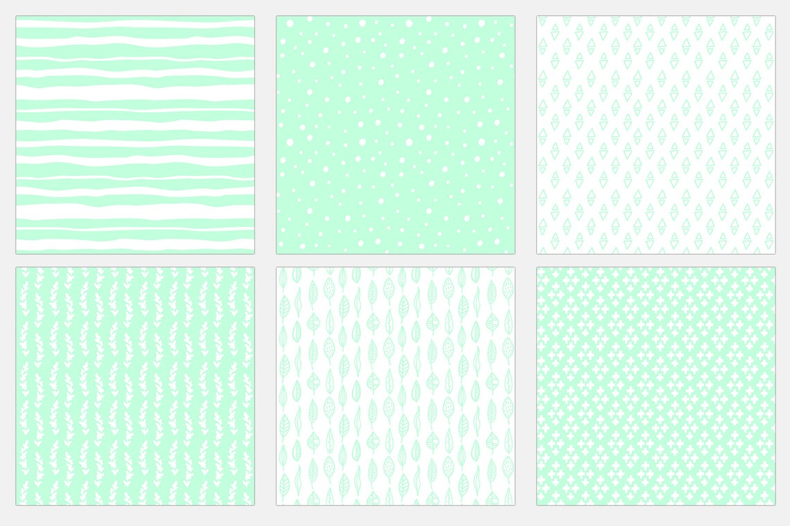 Mint Pastel Digital Paper Printable Paper Pastel Patterns | Etsy