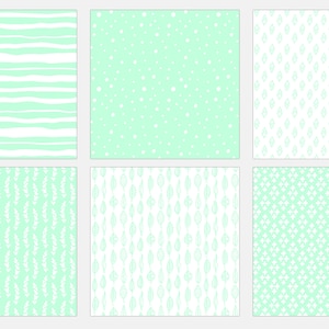 Mint Pastel Digital Paper, Printable Paper, Pastel Patterns, Instant ...