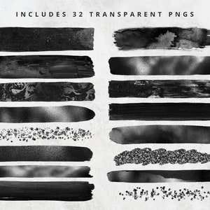 Black Brush Strokes Clipart, Paint Strokes, PNG, Gold Foil Brush ...