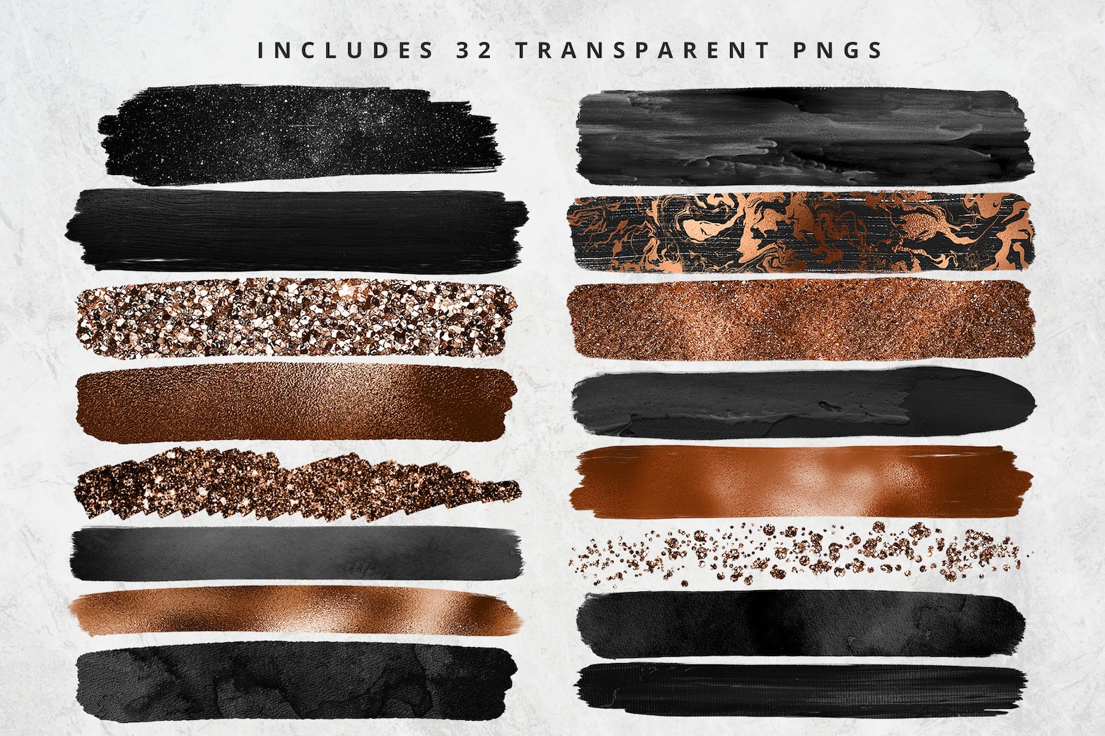 Black & Copper Brush Strokes Paint Strokes Foil Brush | Etsy