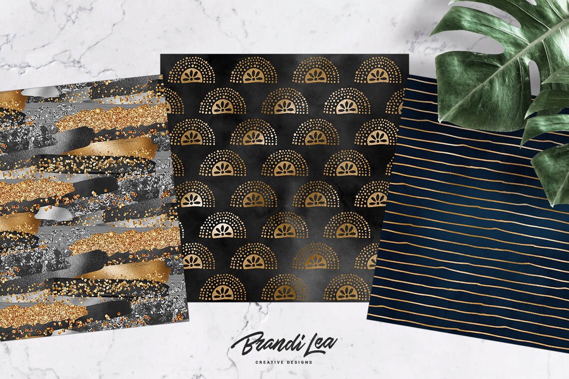 New Year's Digital Paper Set Foil Seamless Textures New | Etsy