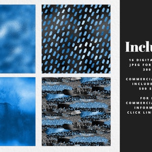 Black & Blue Foil Digital Paper, Seamless Textures, Scrapbook and ...