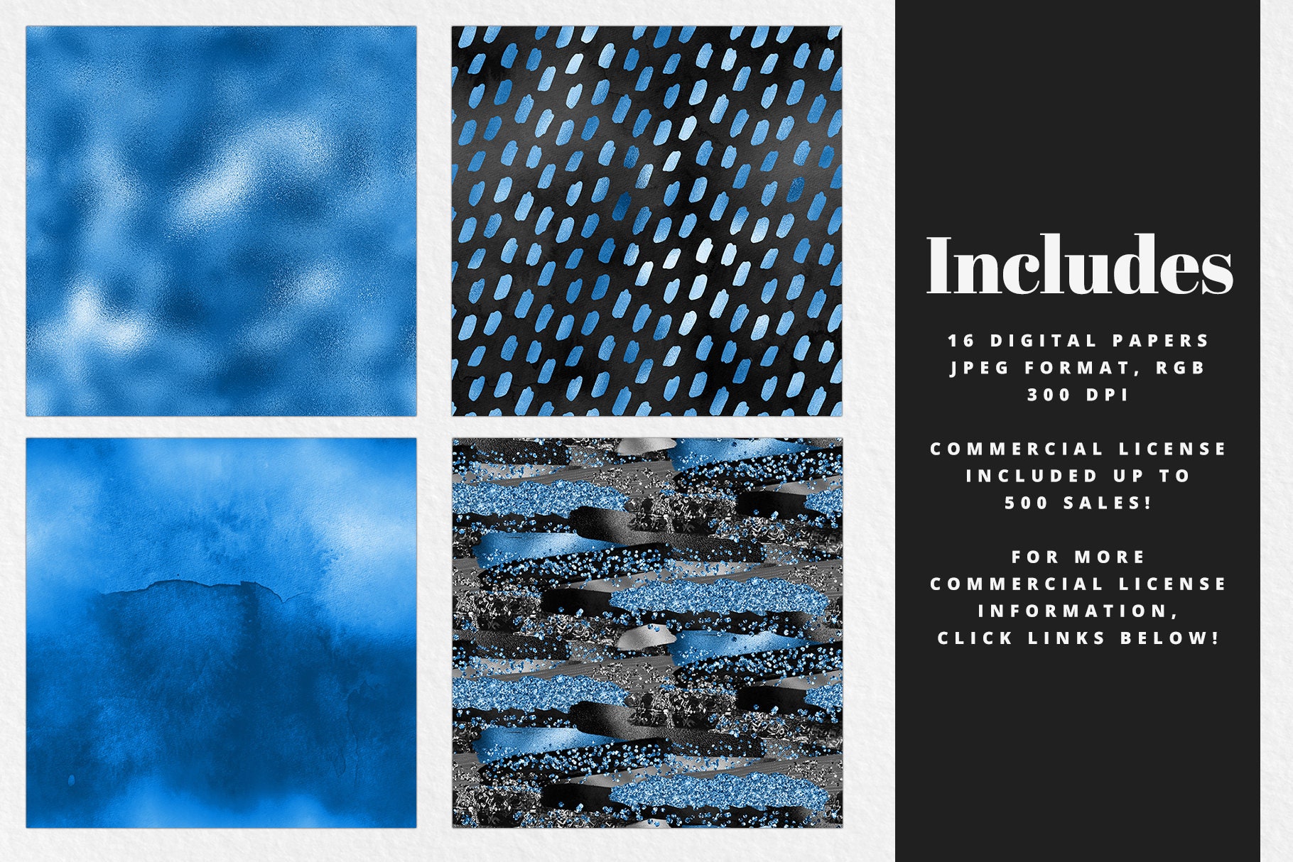 Black & Blue Foil Digital Paper, Seamless Textures, Scrapbook and ...