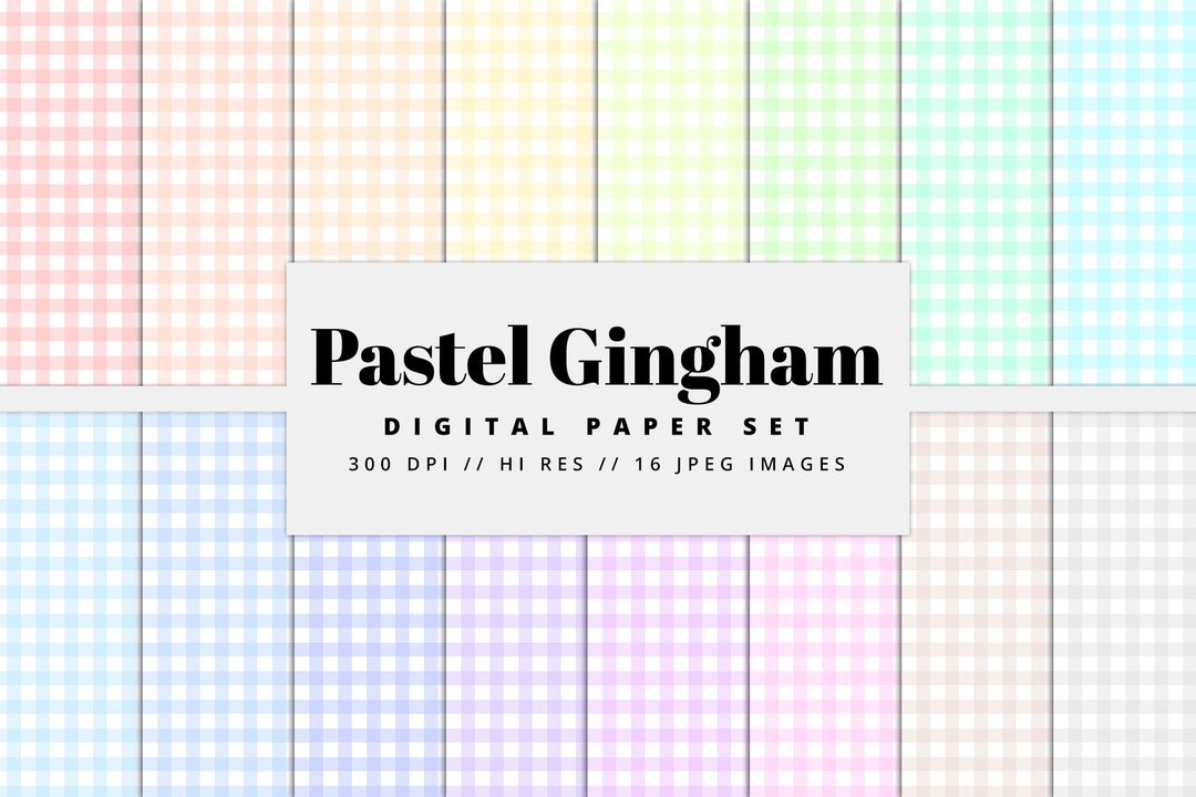 Pastel Gingham Digital Paper, Plaid Patterns, Printable Paper, Pastel ...