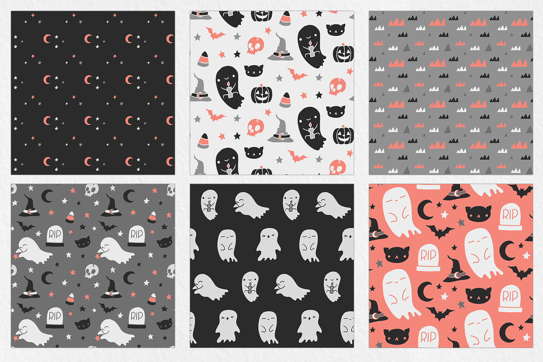 Halloween Digital Paper Set, Seamless Textures, Halloween Backgrounds ...