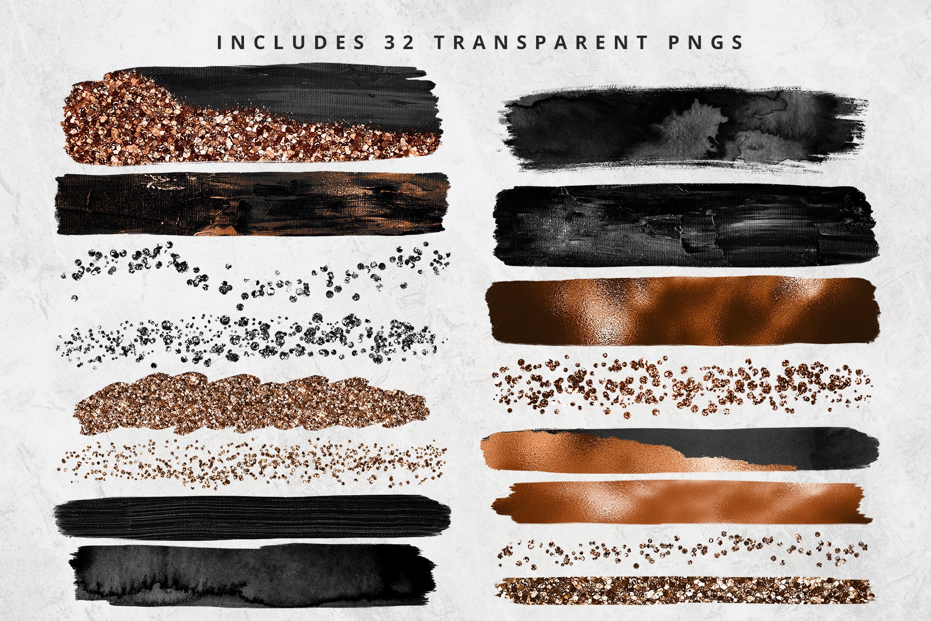 Black & Copper Brush Strokes Paint Strokes Foil Brush | Etsy