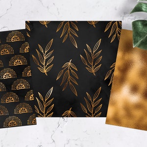 Gold Summer Digital Paper Set, Foil, Seamless Textures, Tropical ...