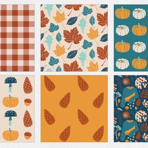 Hello Fall Digital Paper Set, Seamless Textures, Autumn Patterns, Fall ...