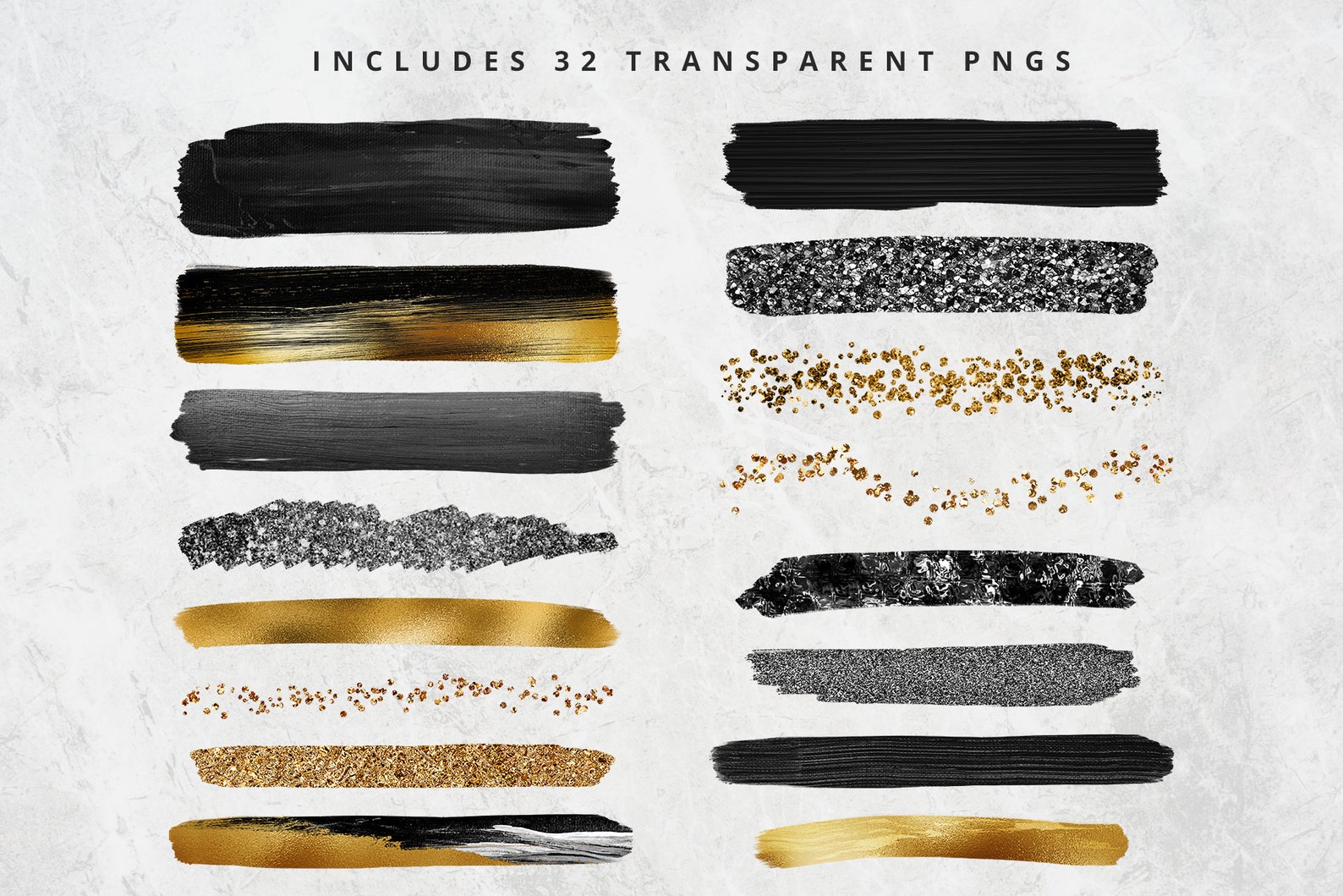 Black and Gold Brush Strokes Clipart Paint Strokes PNG Gold - Etsy