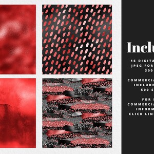 Black and Red Foil Digital Paper, Seamless Metallic Textures, Glam ...