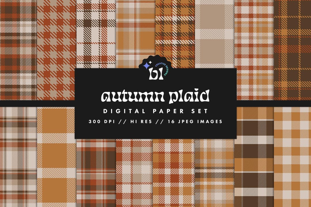 Fall Flannel Digital Paper, Plaid Seamless Textures, Fall Plaid ...