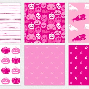 Pink Halloween Digital Paper Set, Seamless Textures, Halloween ...