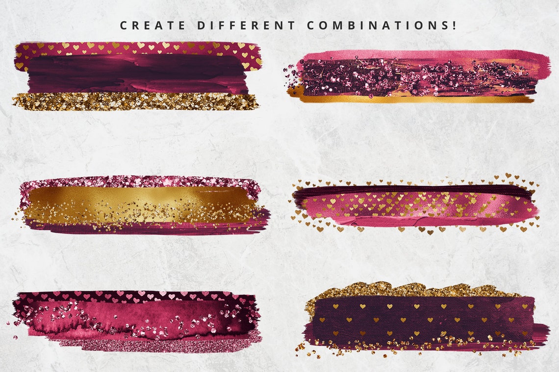 Valentine Brush Strokes Clip Art Valentine Clip Art Paint | Etsy