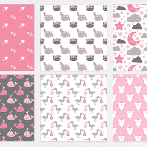 Pink Nursery Digital Paper Set, Seamless Textures, Baby Girl, Baby ...