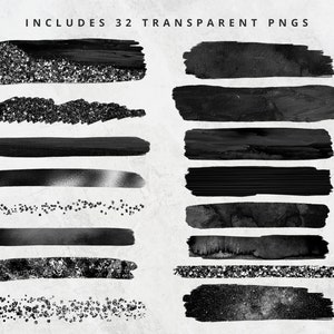 Black Brush Strokes Clipart, Paint Strokes, PNG, Gold Foil Brush ...